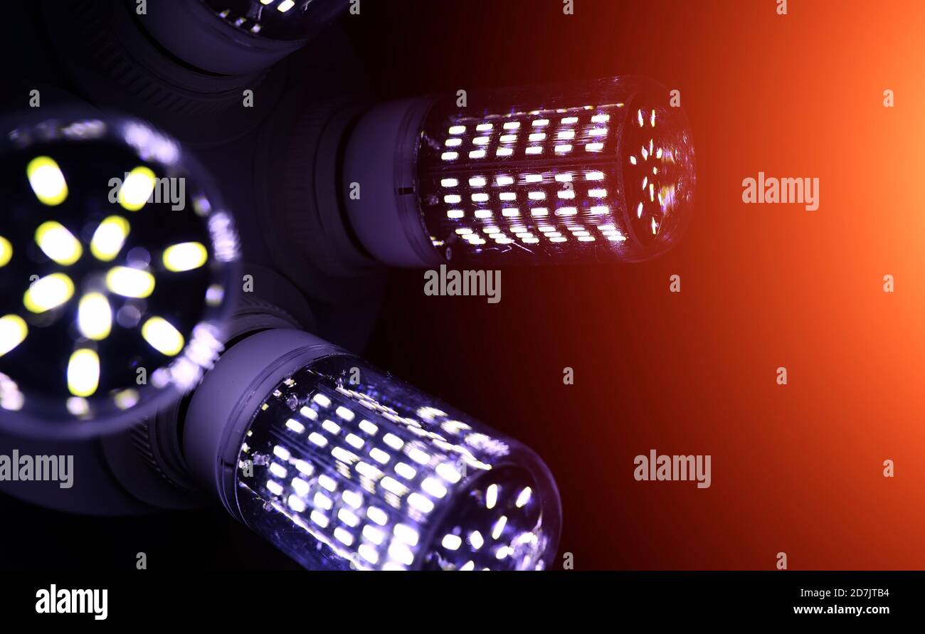 LED elements in the lamp. Lamps with diodes. Many bright lights from ...