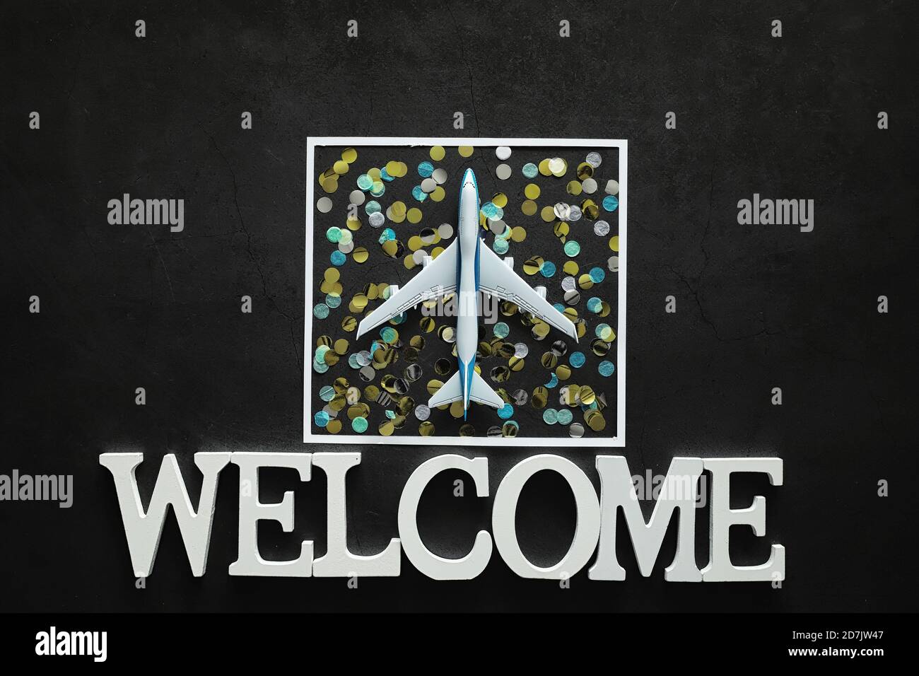 Background concept. Inscription Welcome on a dark background Stock ...