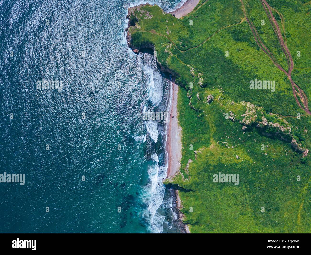 Aerial view of green coastal cliffs of Krabbe Peninsula Stock Photo - Alamy
