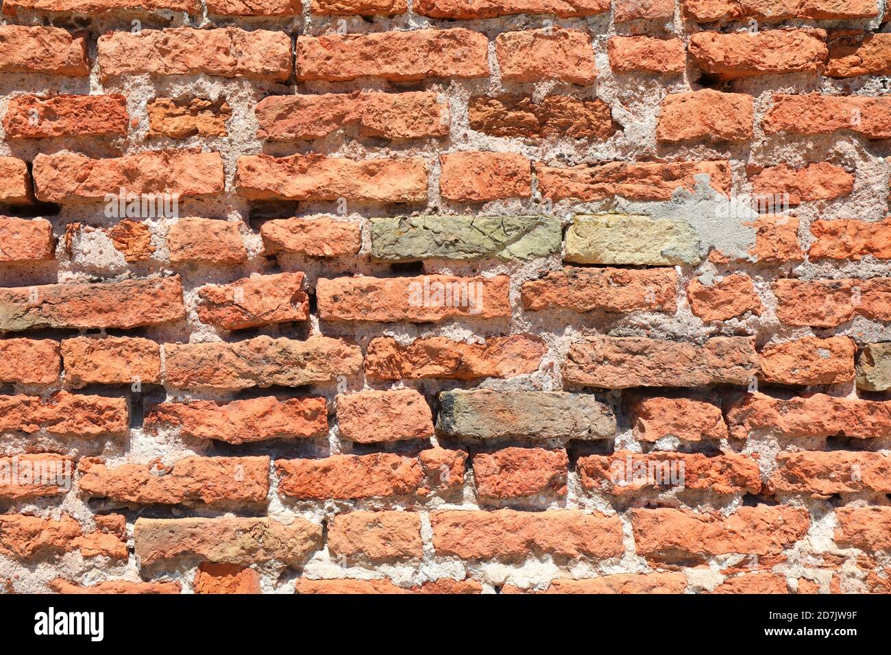 Ancient wall of many red bricks Stock Photo - Alamy