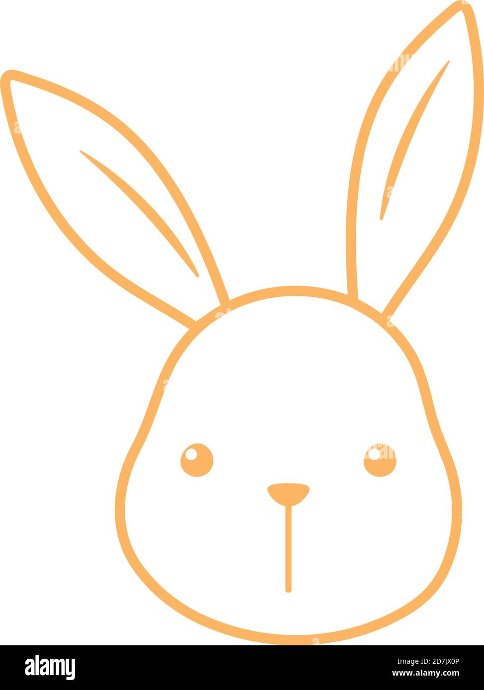cute bunny face cartoon animal vector illustration line design Stock ...