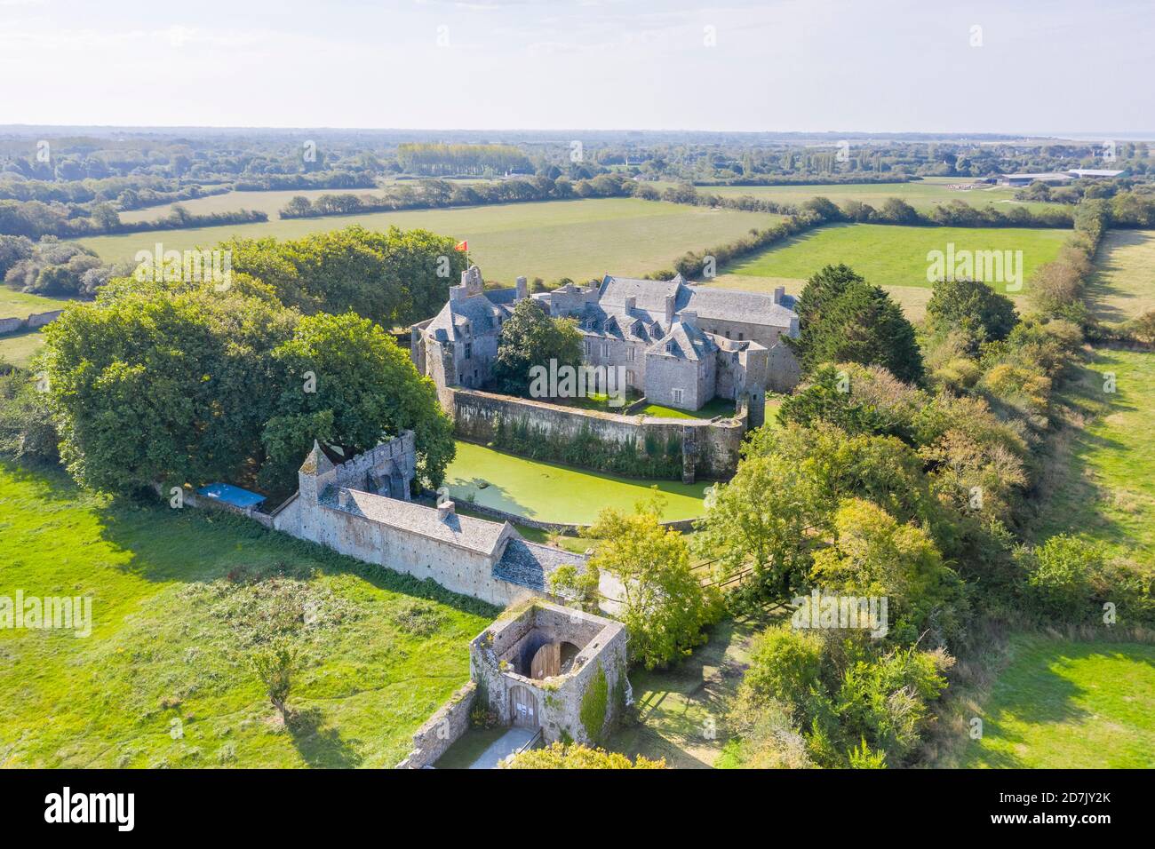 France, Manche, Cotentin, Pirou, Chateau de Pirou, fortified castle ...