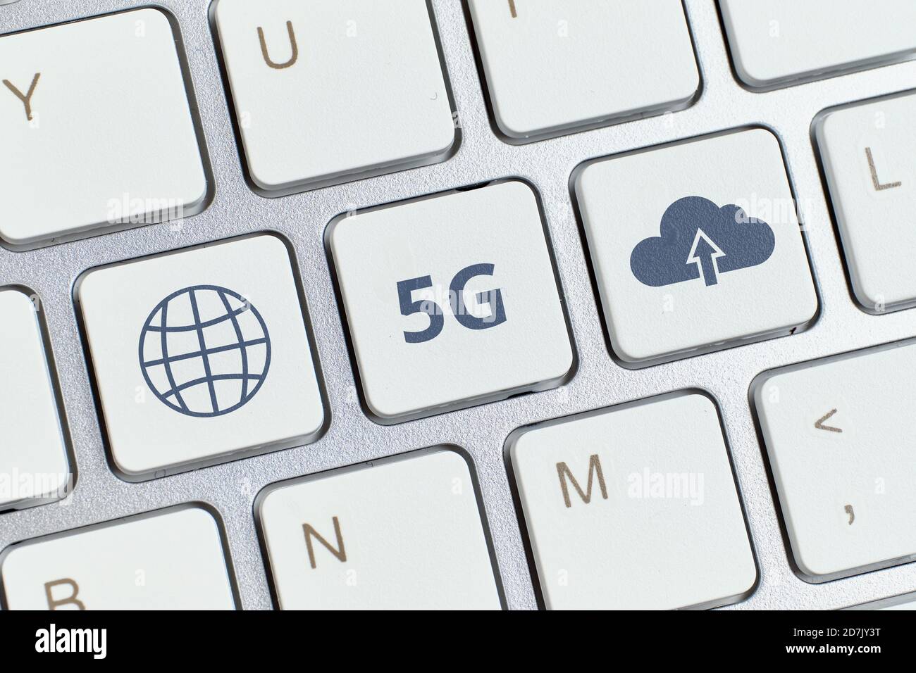 5G mobile networks icons on keyboard close up Stock Photo - Alamy
