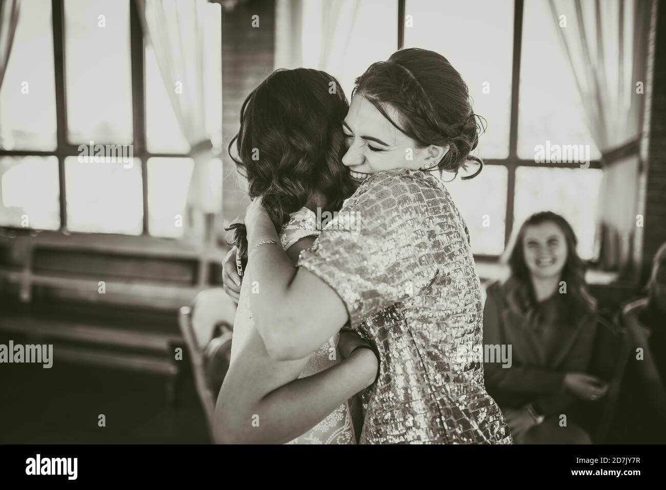 women friends hugging with smiles friendship hairstyle Stock Photo - Alamy