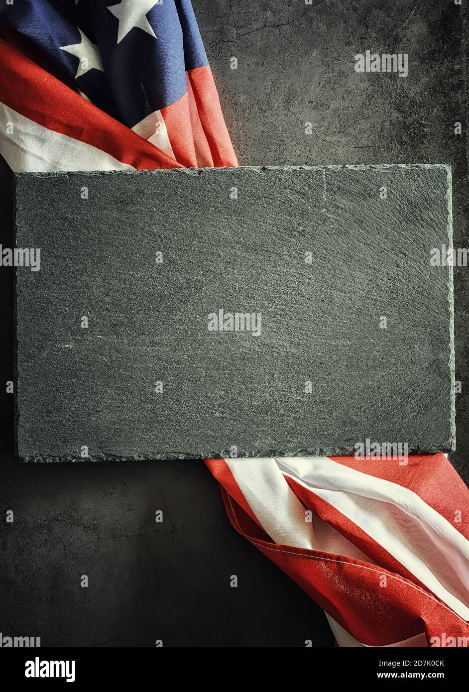 American flag on a black background. Space for text Stock Photo - Alamy