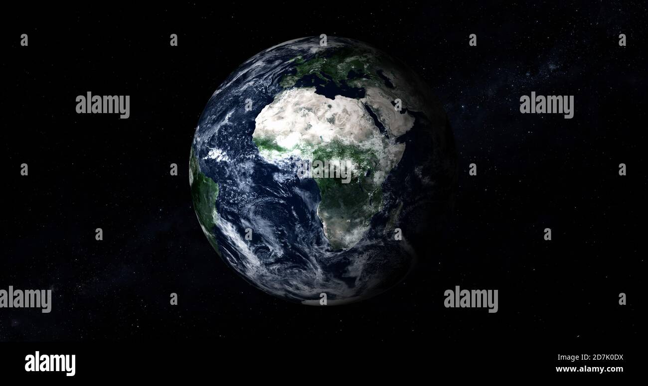 Earth planet on space. front view of the earth from space with clouds ...