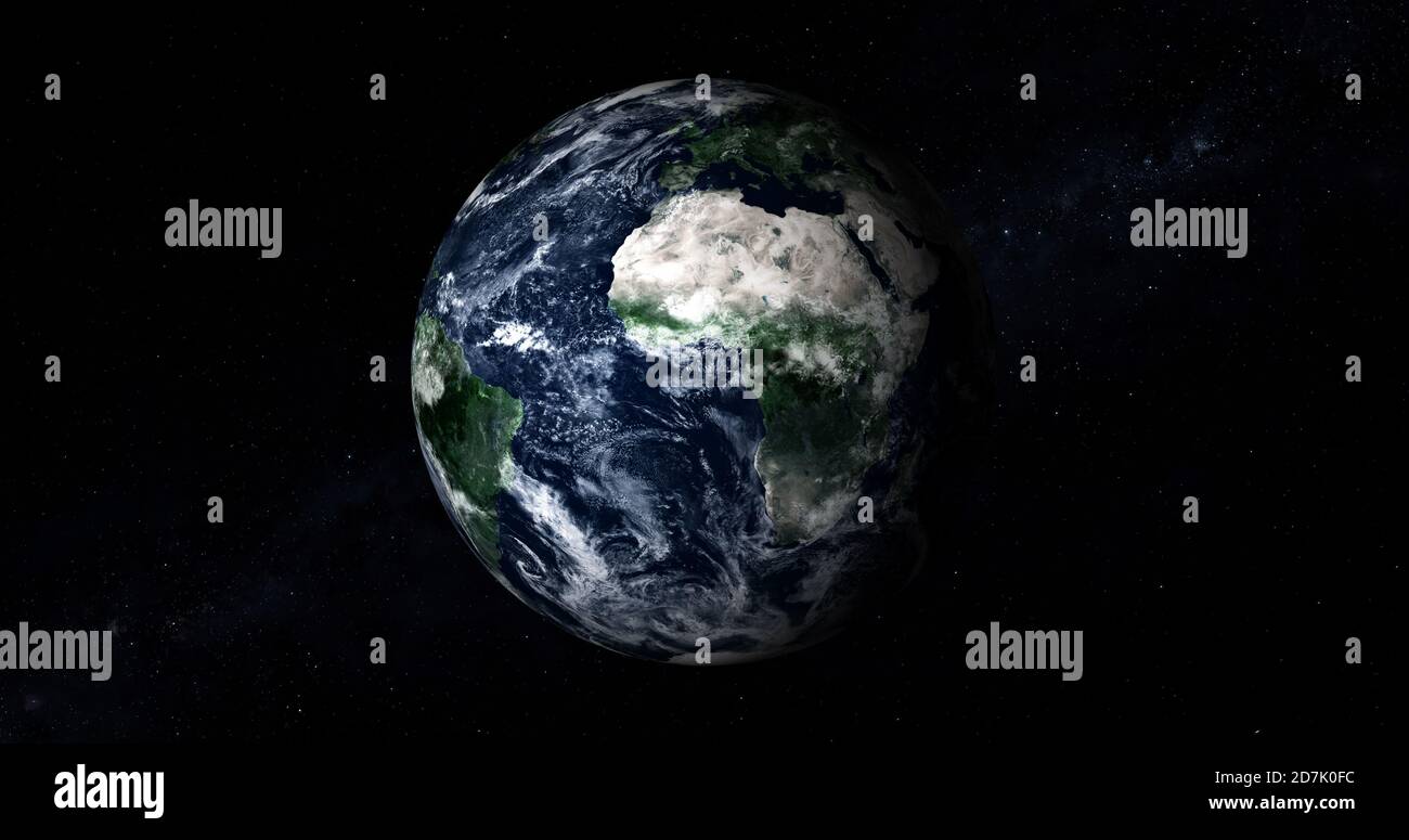 Earth planet on space. front view of the earth from space with clouds ...