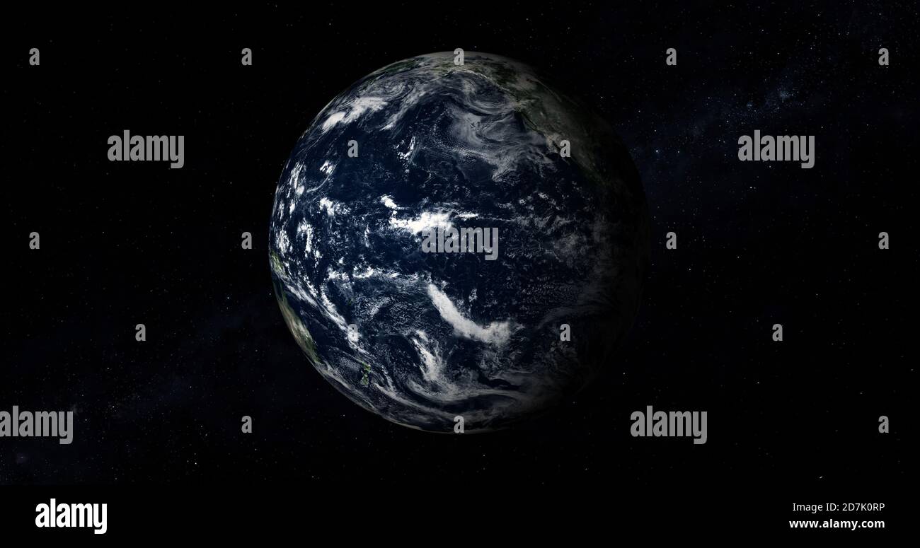 Earth planet on space. front view of the earth from space with clouds ...