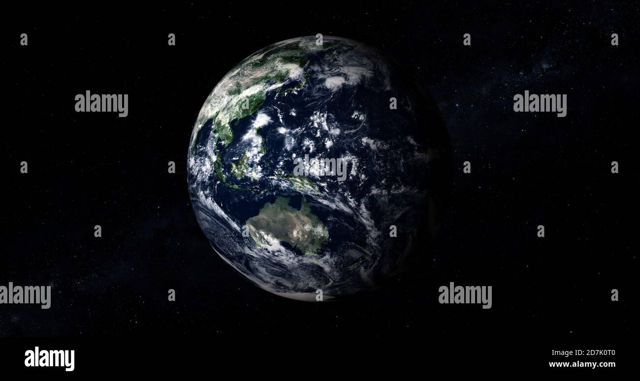 Earth planet on space. front view of the earth from space with clouds ...