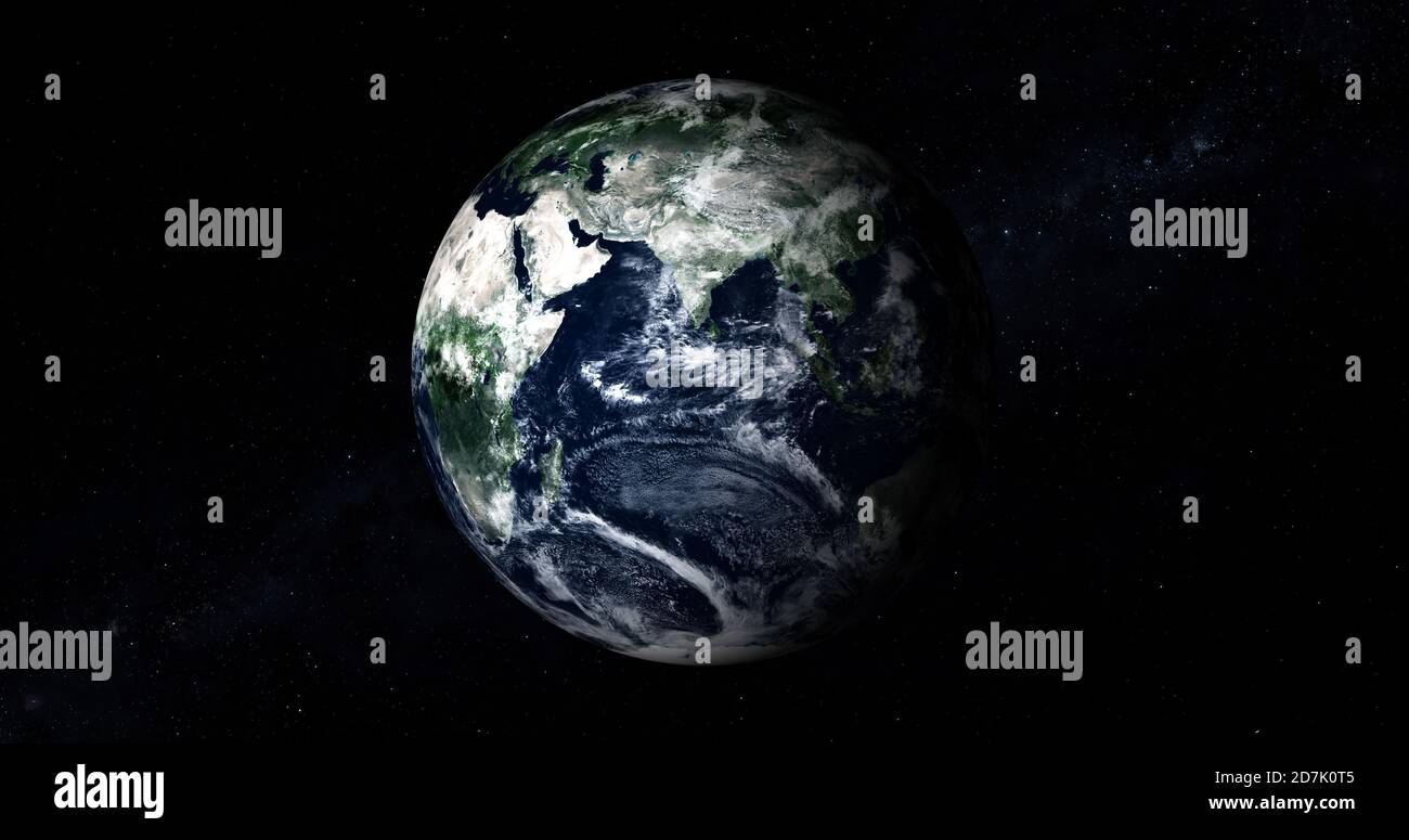 Earth planet on space. front view of the earth from space with clouds ...