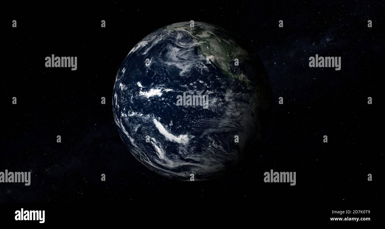 Earth planet on space. front view of the earth from space with clouds ...