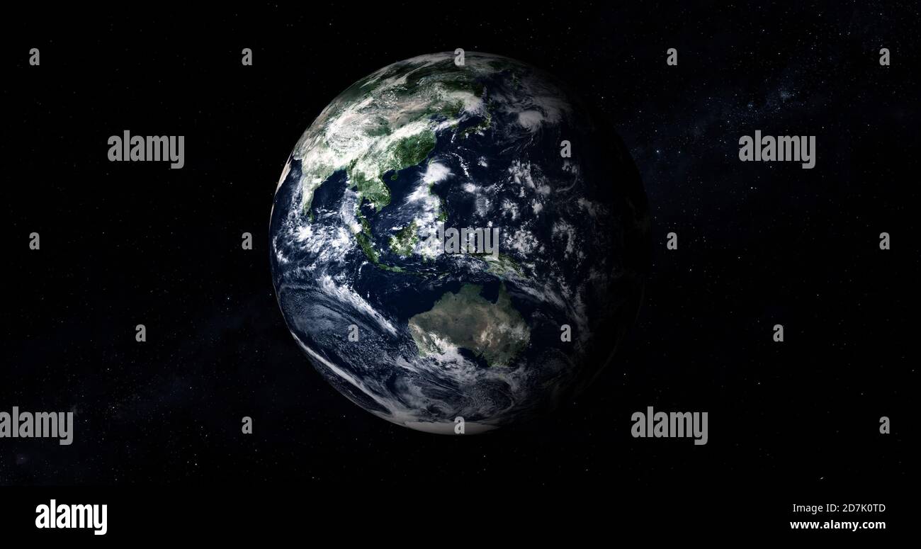 Earth planet on space. front view of the earth from space with clouds ...
