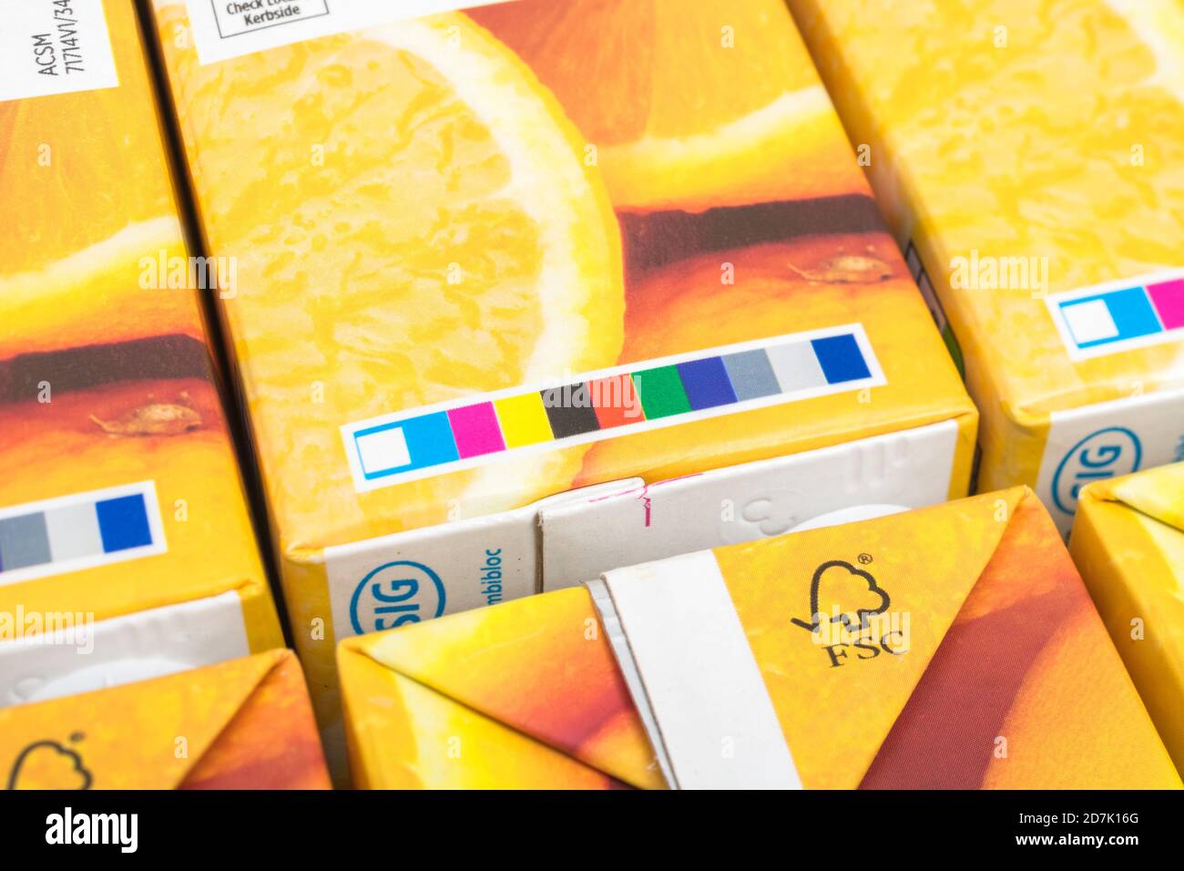 Colour registration strip on ASDA food packaging. For CMYK process ...