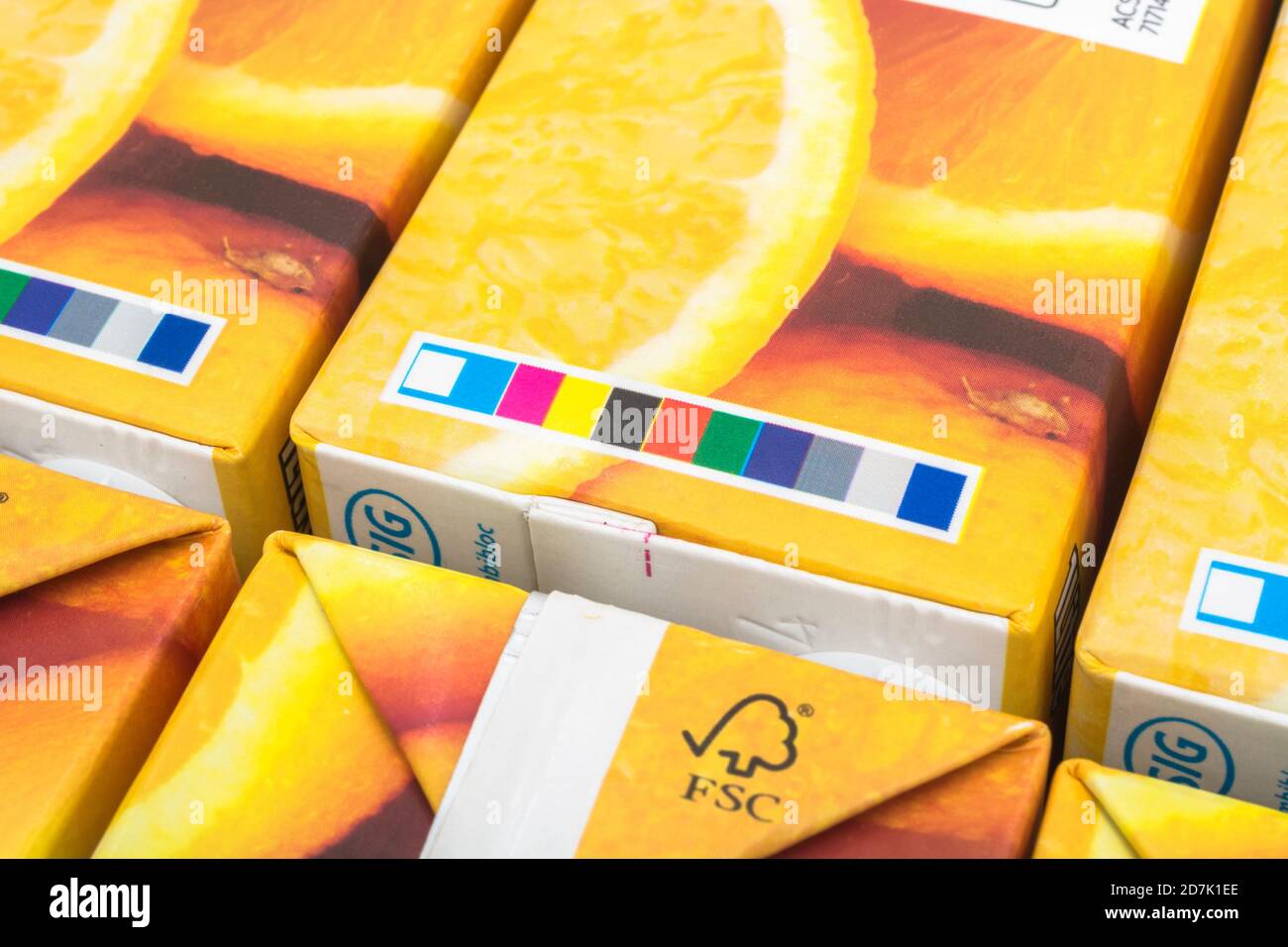 Colour registration strip on ASDA food packaging. For CMYK process ...