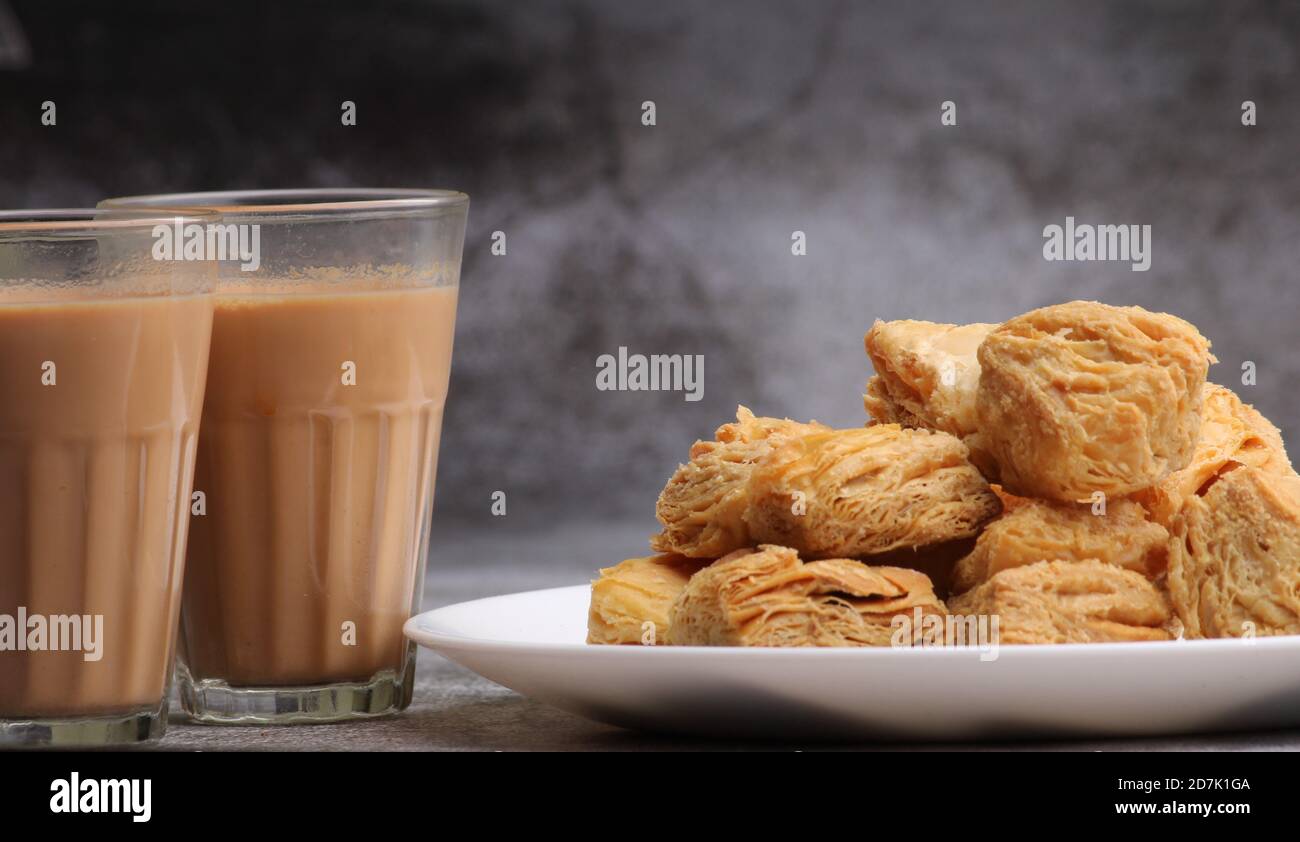 indian khari or kharee or salty Puff Pastry Snacks, served with indian ...
