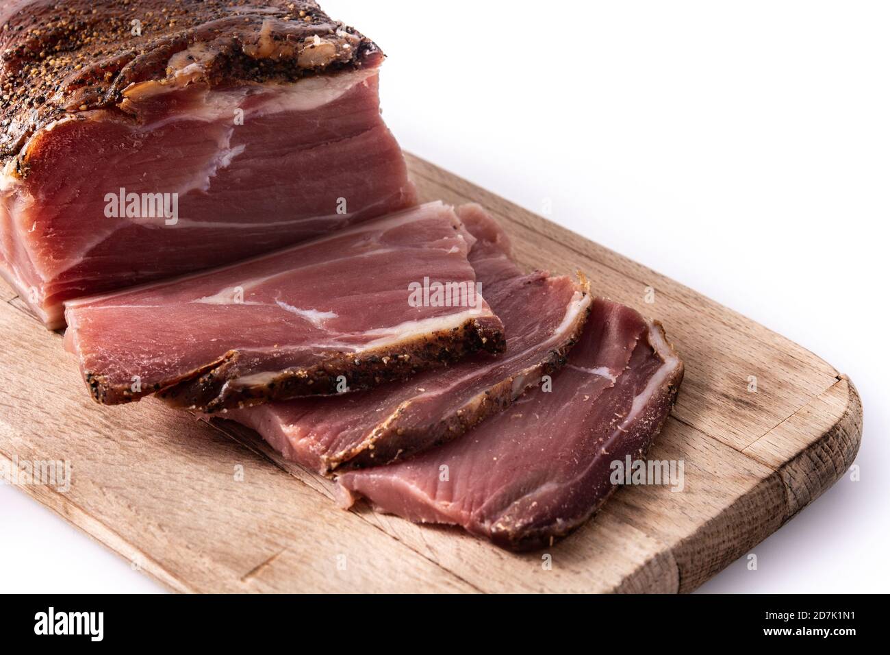 Dried and smoked meat isolated on white background Stock Photo - Alamy