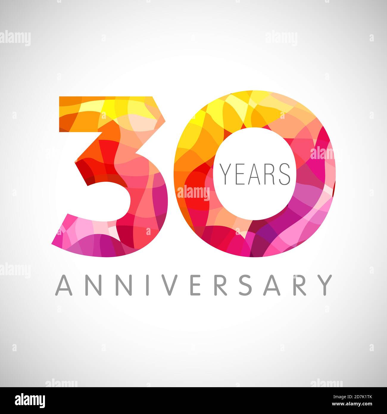 30 th anniversary numbers. 30 years old coloured congrats. Cute ...