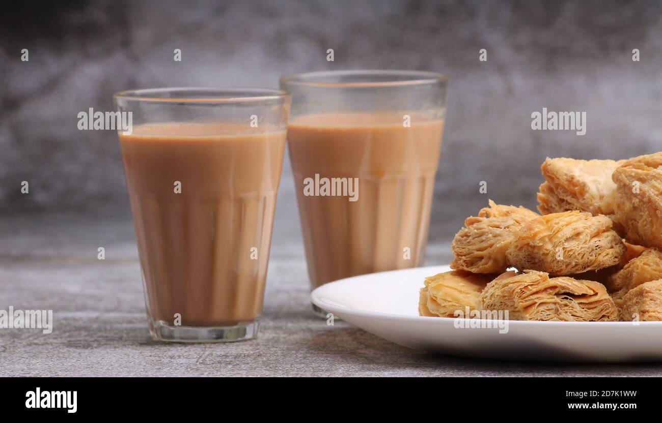 indian khari or kharee or salty Puff Pastry Snacks, served with indian ...