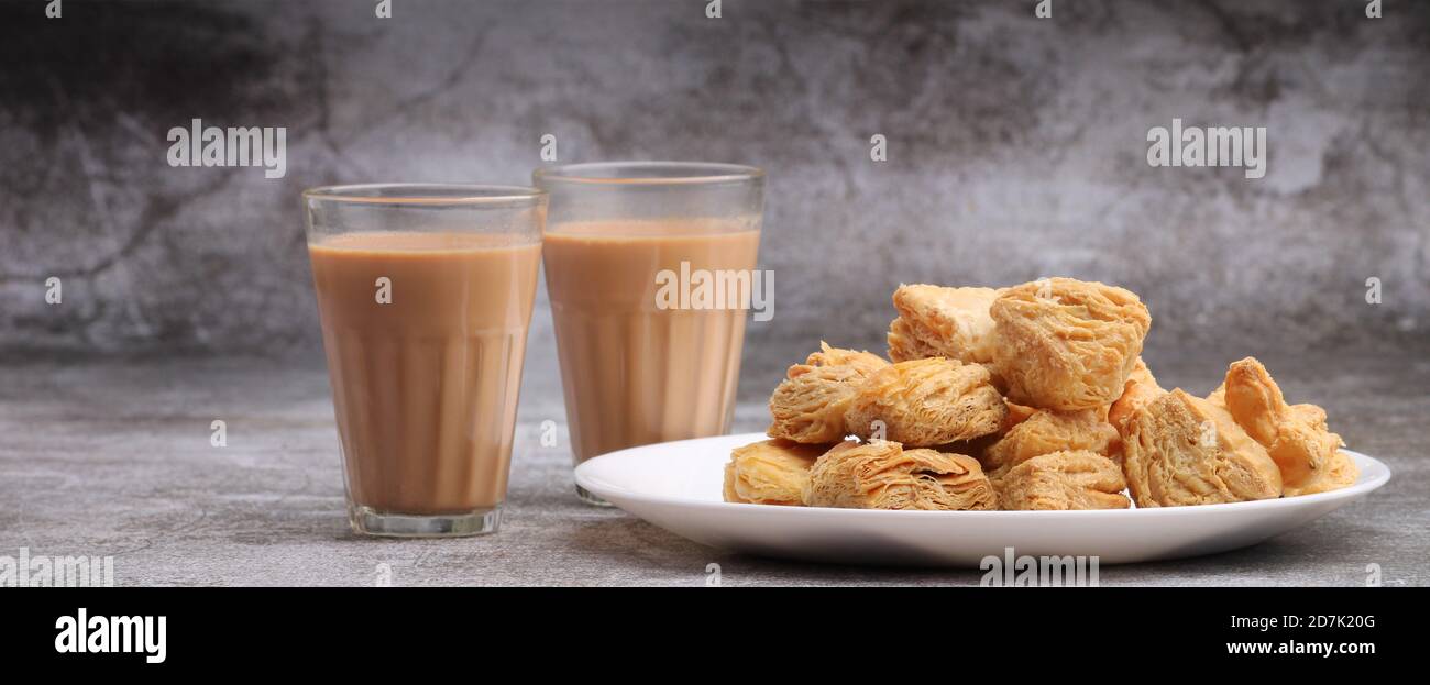 indian khari or kharee or salty Puff Pastry Snacks, served with indian ...