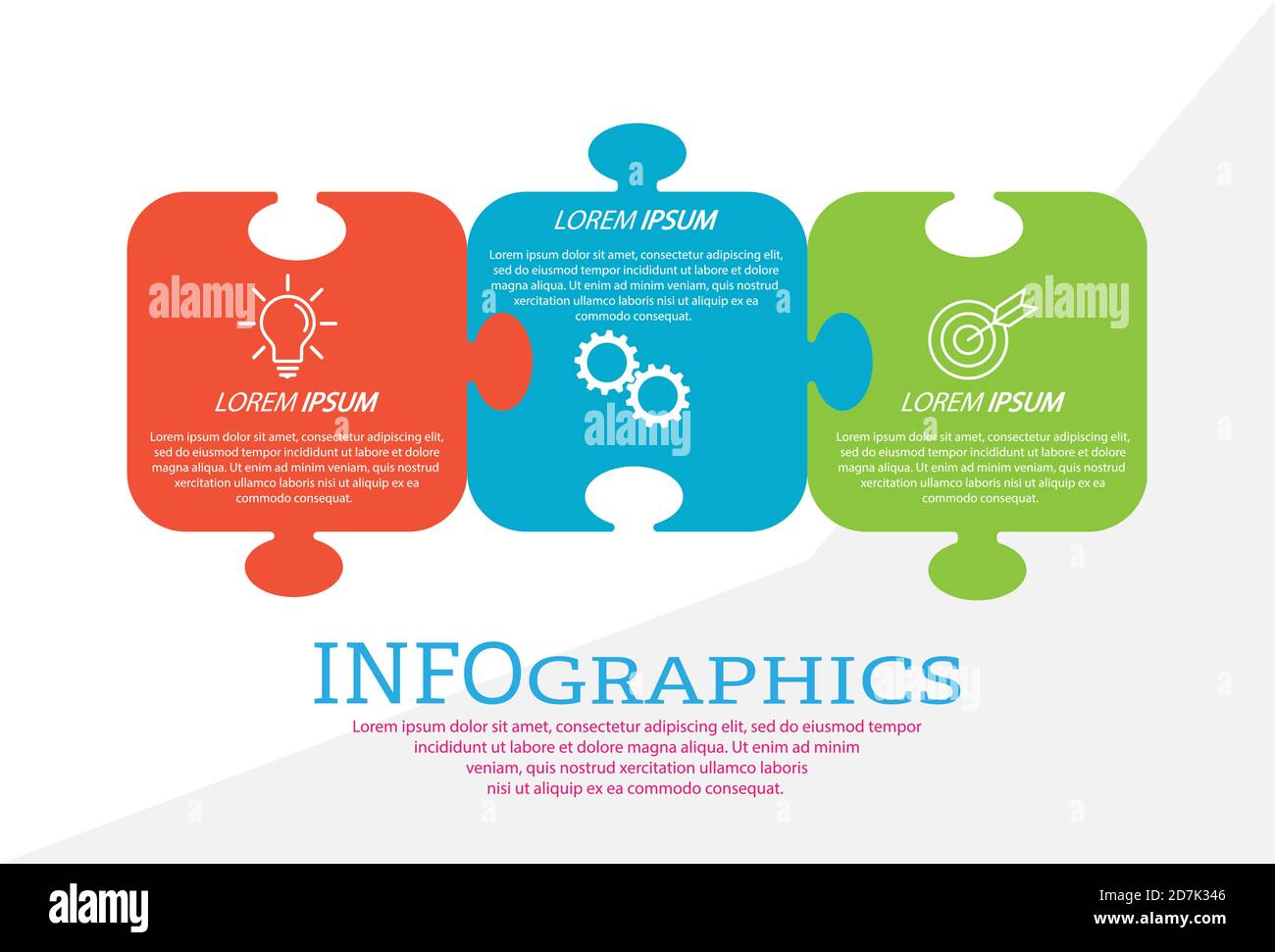 Infographics with pictograms. Template of 3 stages of business ...