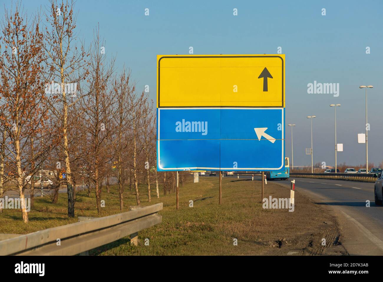 Big Empty Traffic Sign at Side of Road Stock Photo - Alamy