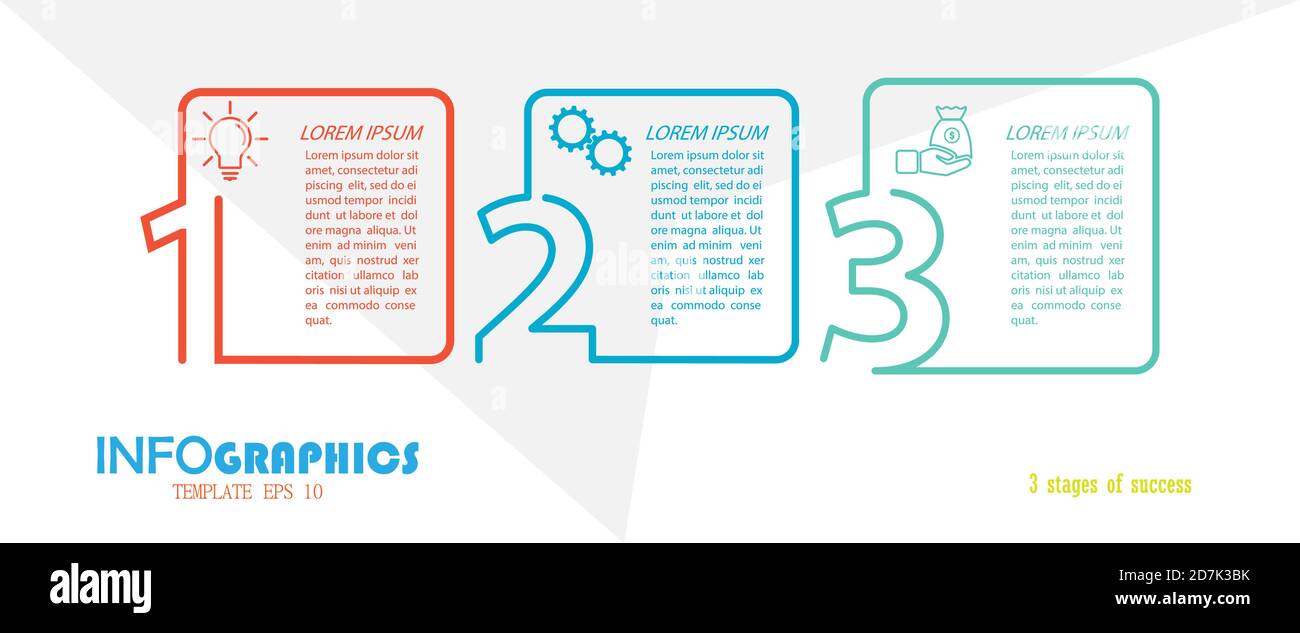 Infographics with pictograms. Template of 3 stages of business ...