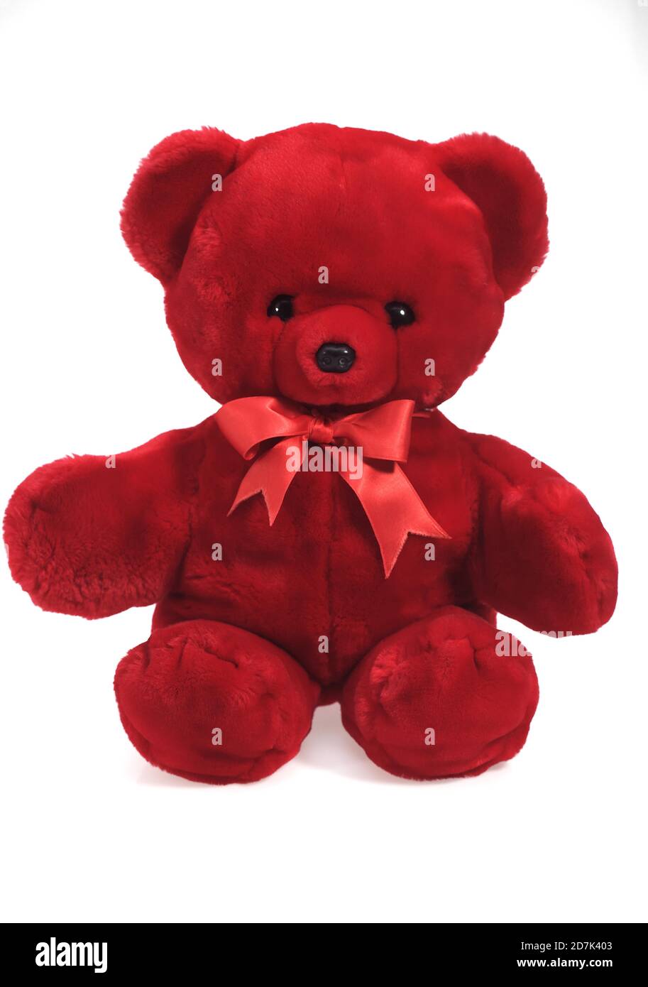 RED TEDDY BEAR AGAINST WHITE BACKGROUND Stock Photo - Alamy