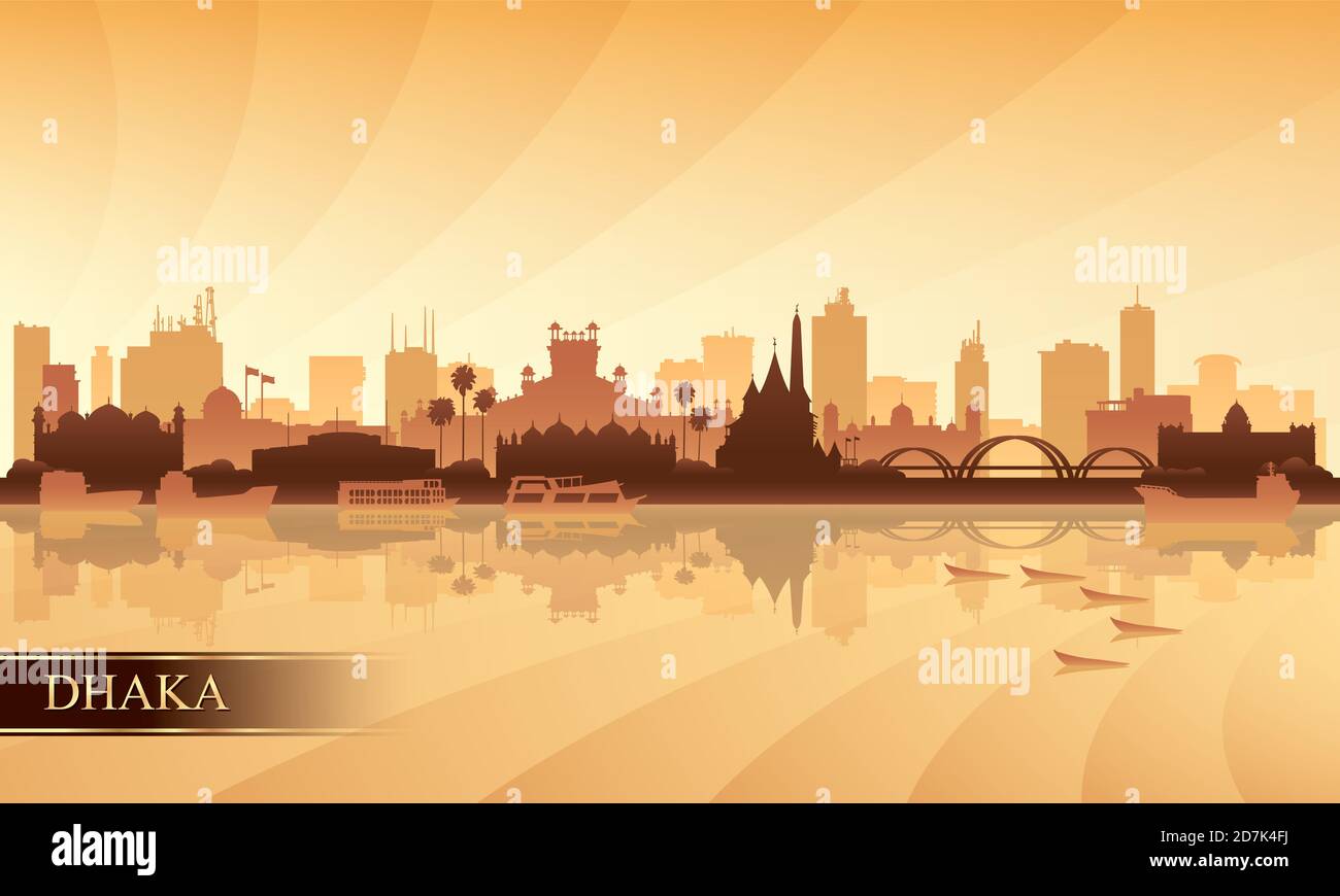 Dhaka city skyline silhouette background, vector illustration Stock ...