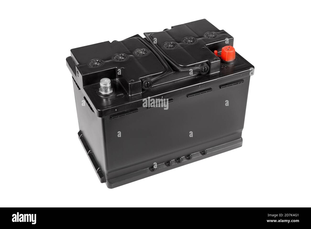 Black car battery isolated on white background. Accumulator battery for ...