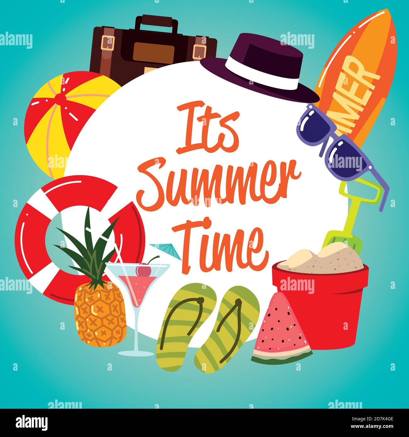 summer vacation travel, float flip flops pineapplle sunglasses label ...