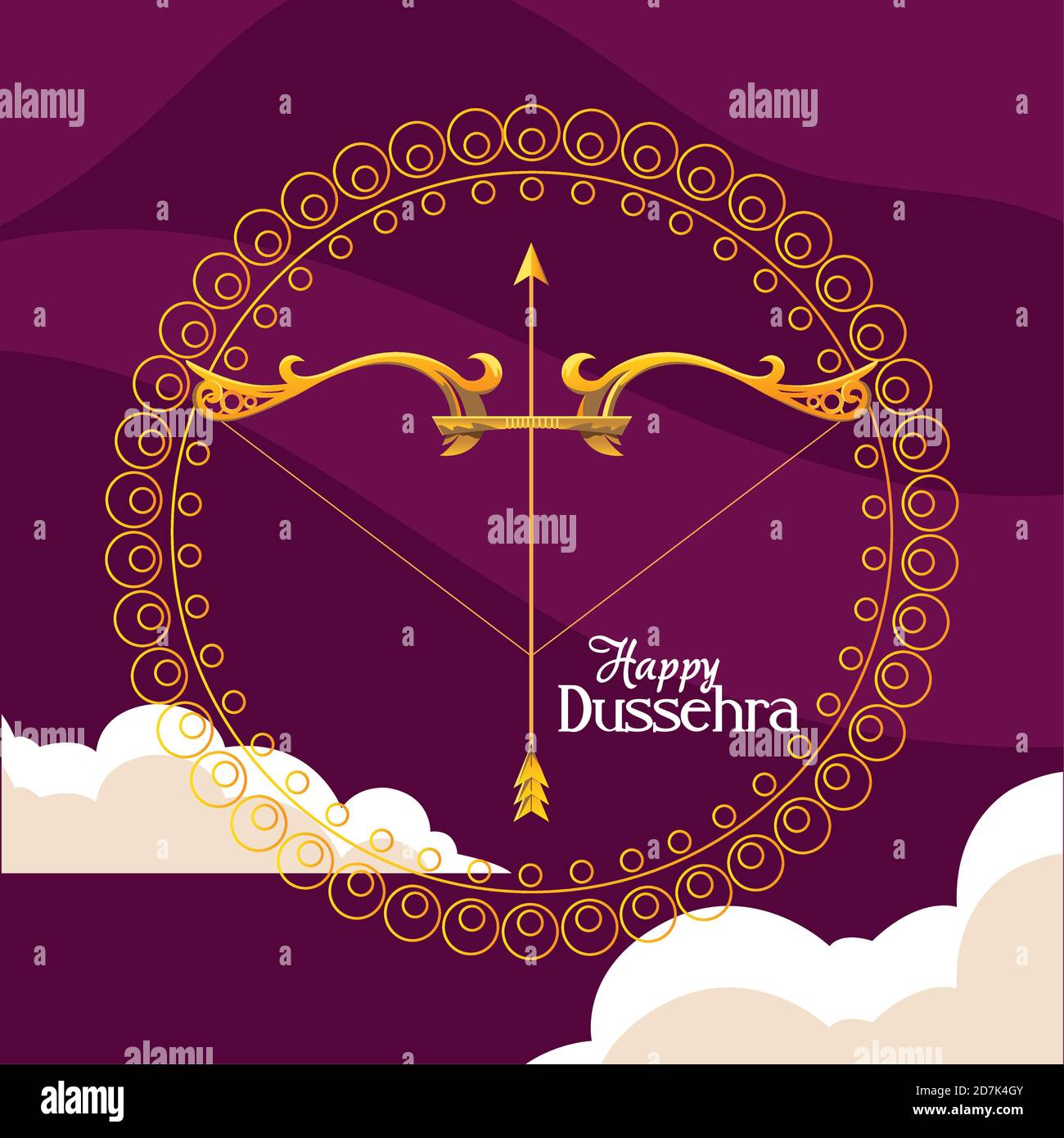gold bow with arrow in front of mandala ornament on purple background ...