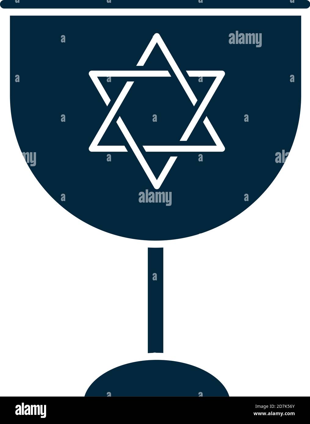 Hanukkah Goblet With Star Of David Celebration Silhouette Icon Vector Illustration Stock Vector