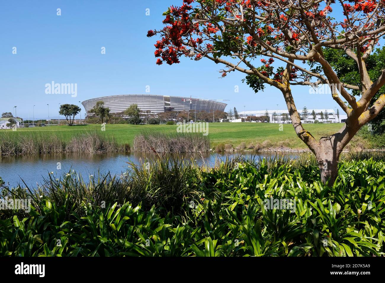 View of The Cape Town Stadium and the Green Point golf course as seen ...