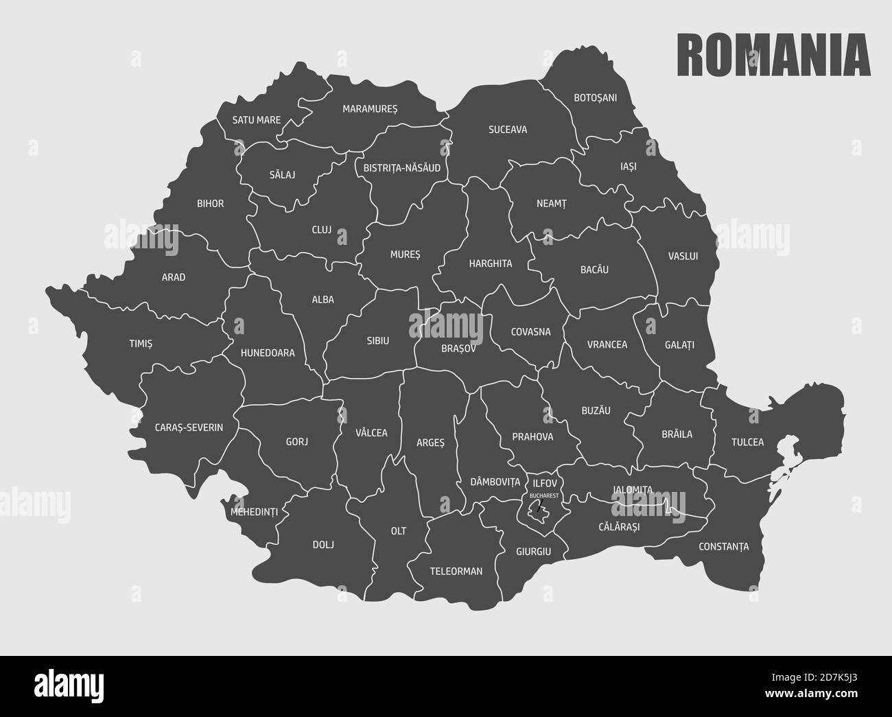 Romania counties map Stock Vector Image & Art - Alamy