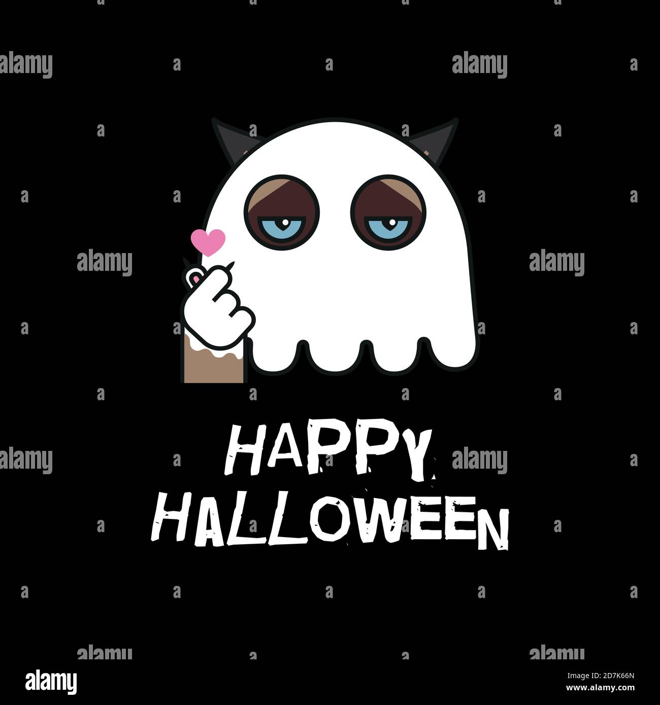 Grumpy cat in ghost costume. Happy halloween Stock Vector Image & Art ...