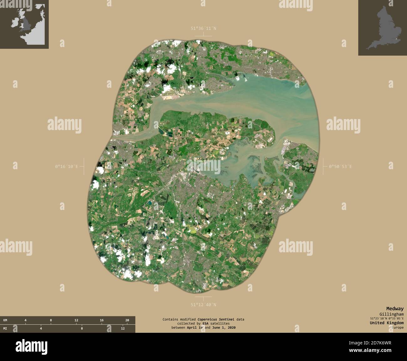 Medway outline map hi-res stock photography and images - Alamy