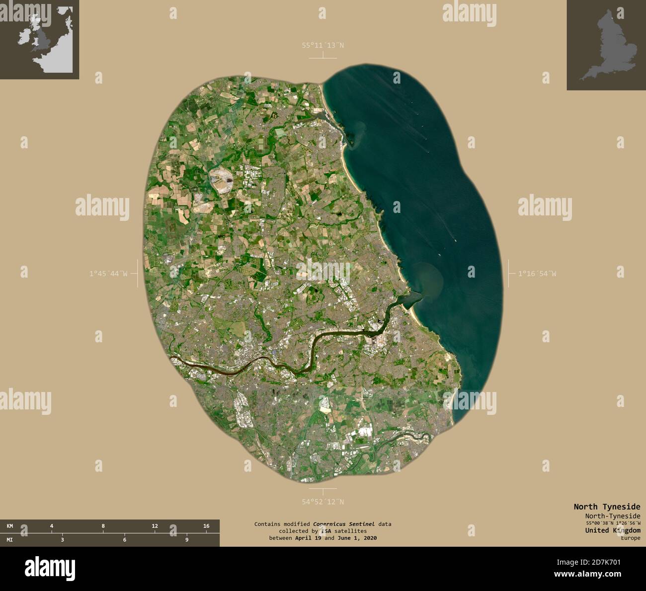 North tyneside outline map hi-res stock photography and images - Alamy