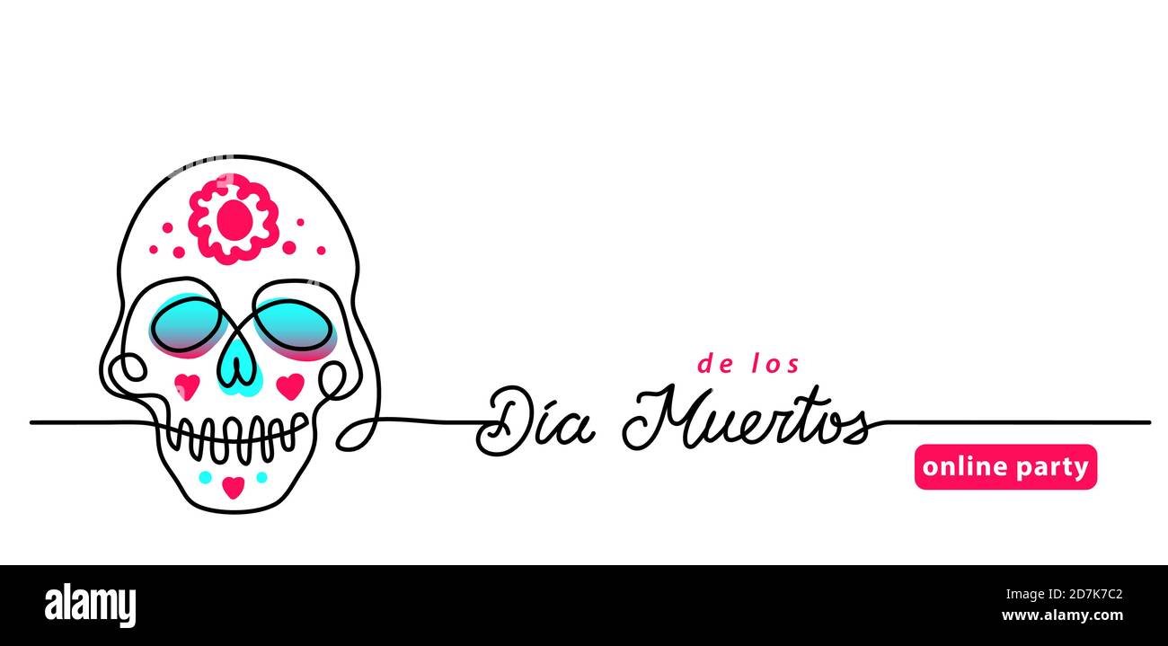 Colorful skull with flowers vector banner, background, poster. One ...