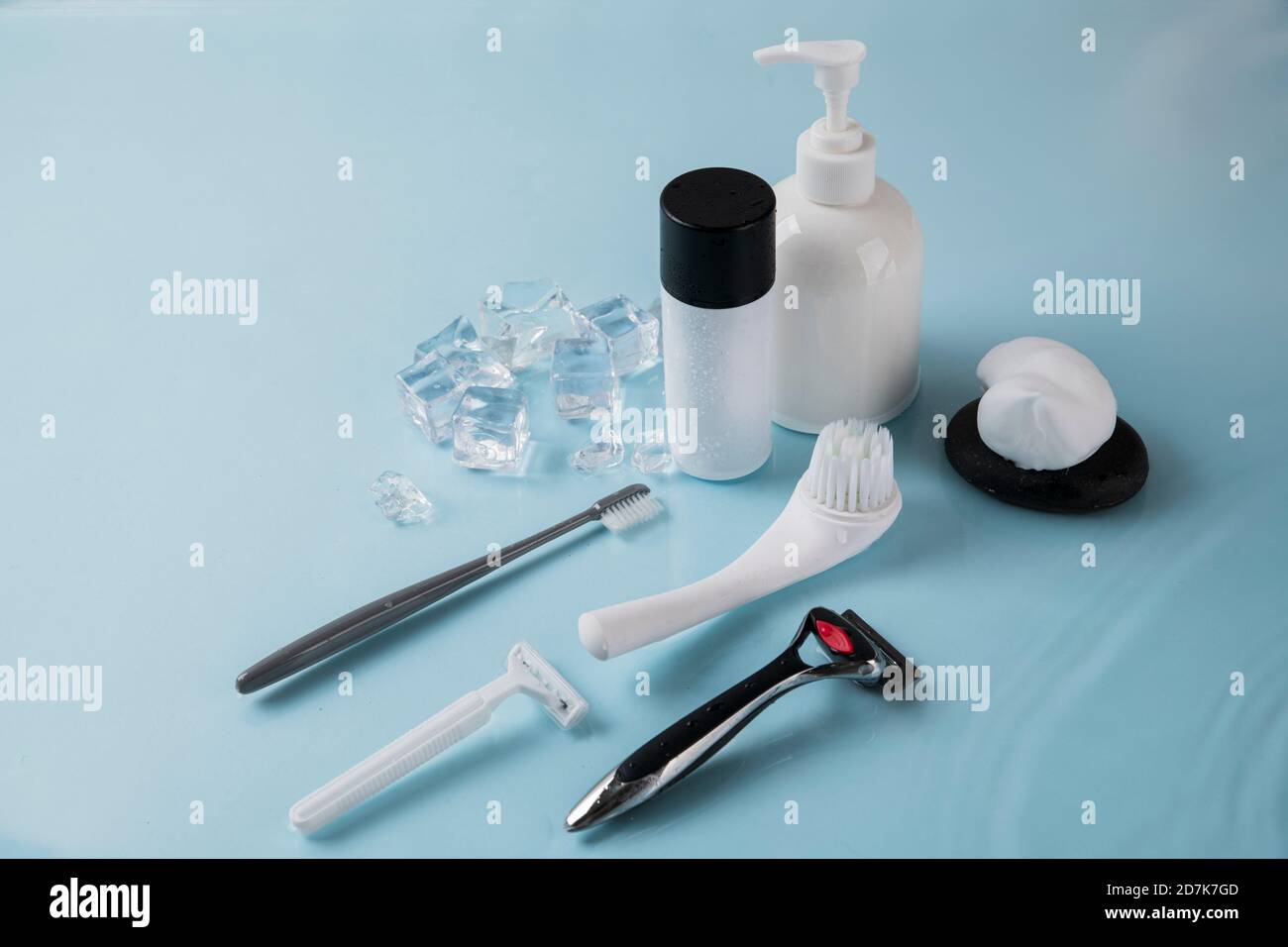 Shaving razors, brush and foam object 127 Stock Photo - Alamy