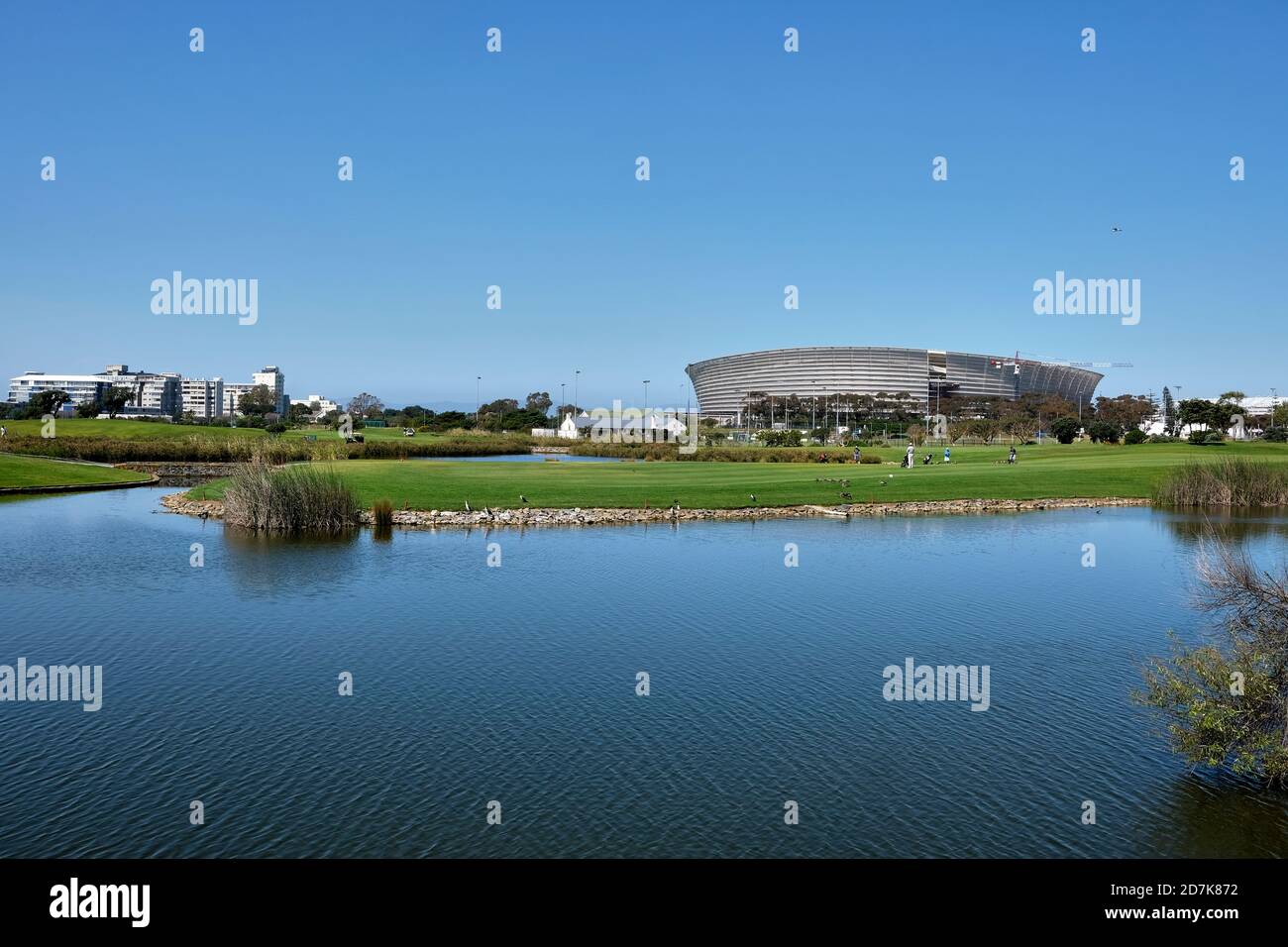 View of The Cape Town Stadium and the Green Point golf course as seen ...