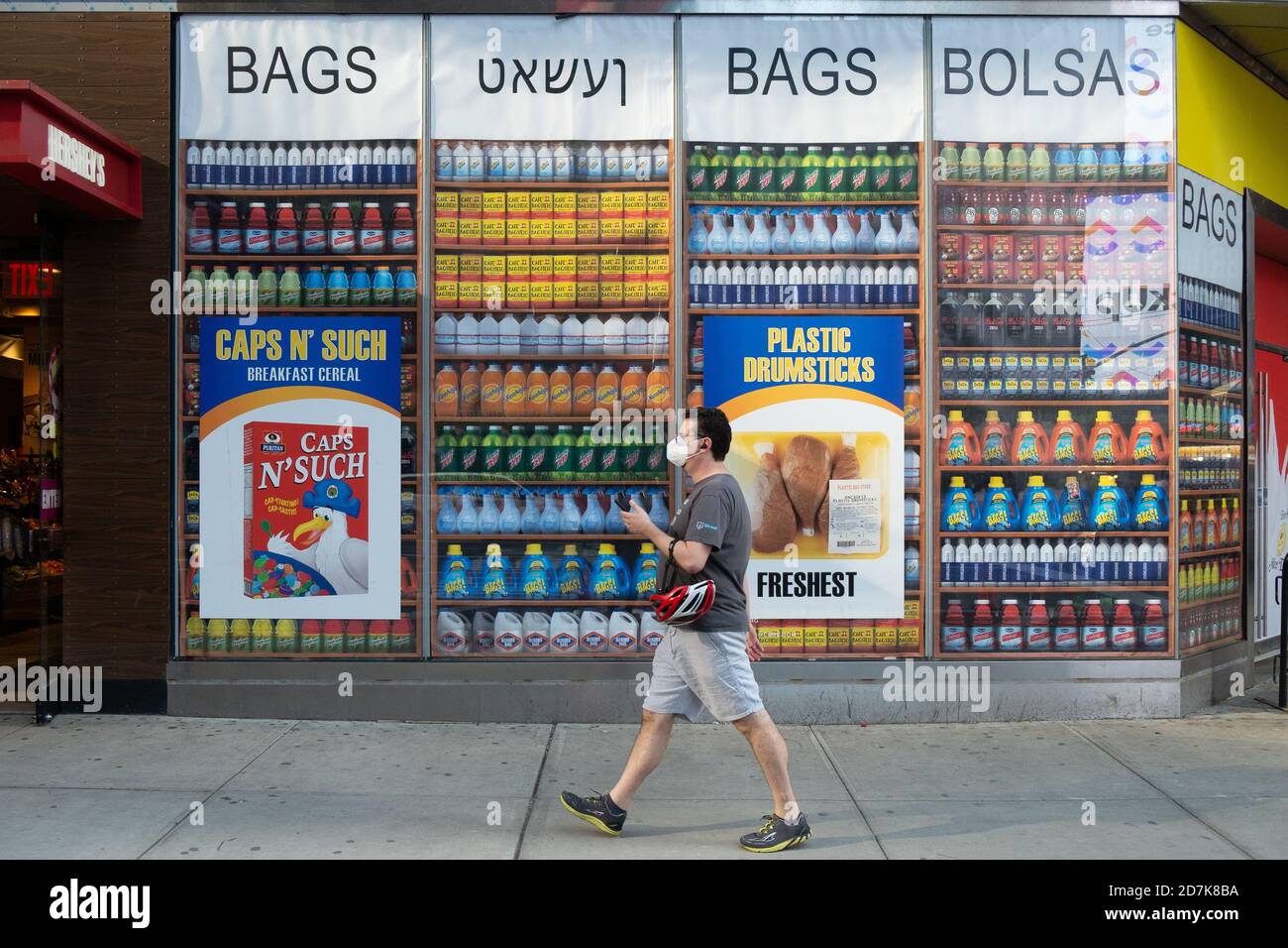 People walk past 'The Plastic Bag Store', an art project by Brooklyn ...