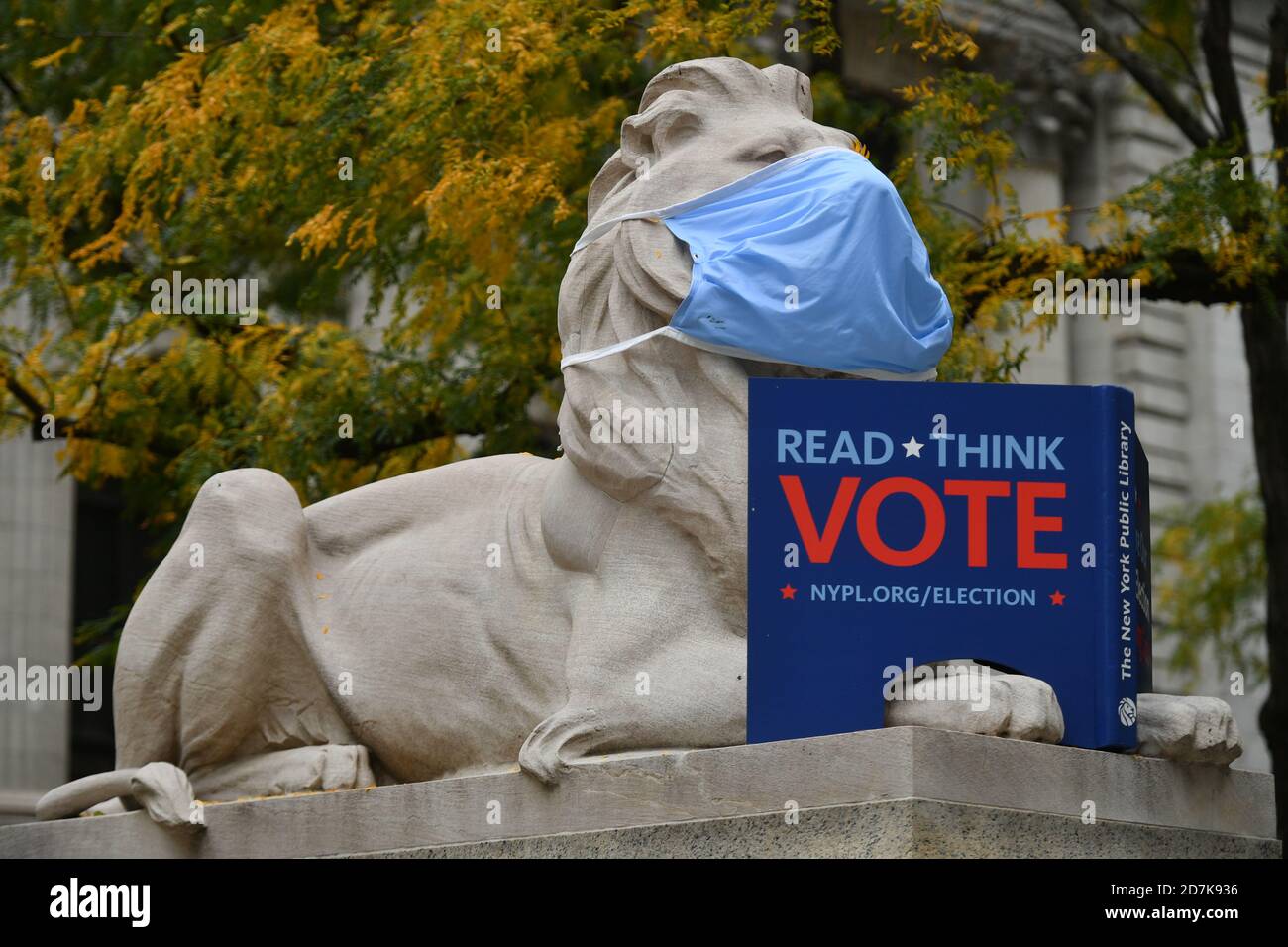 The New York Public Library lions, Patience and Fortitude, wear masks ...