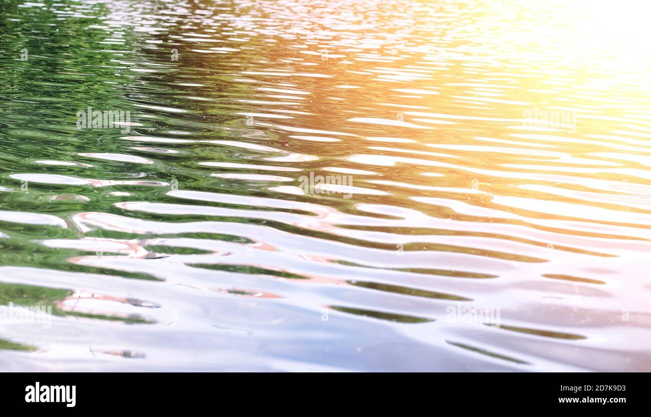 Landscape lake. Texture of water. The lake is at dawn. The mouth of the ...