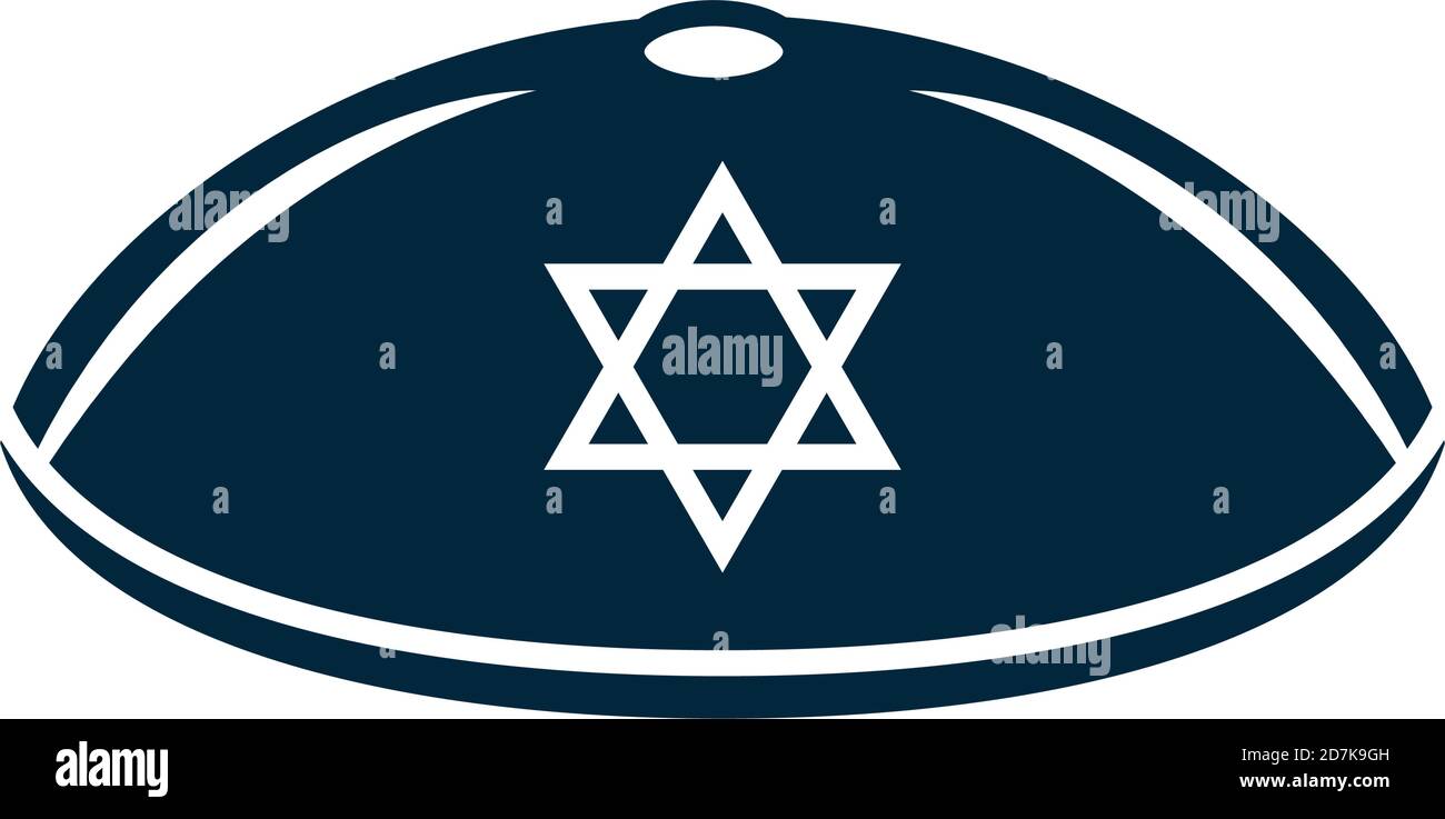 hanukkah, jewish kippah with star silhouette icon vector illustration ...