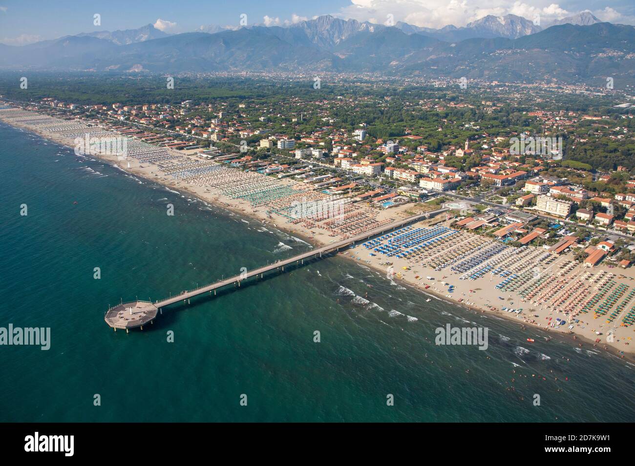 aerial view of the beach in Marina di Pietrasanta, Tuscany Stock Photo ...