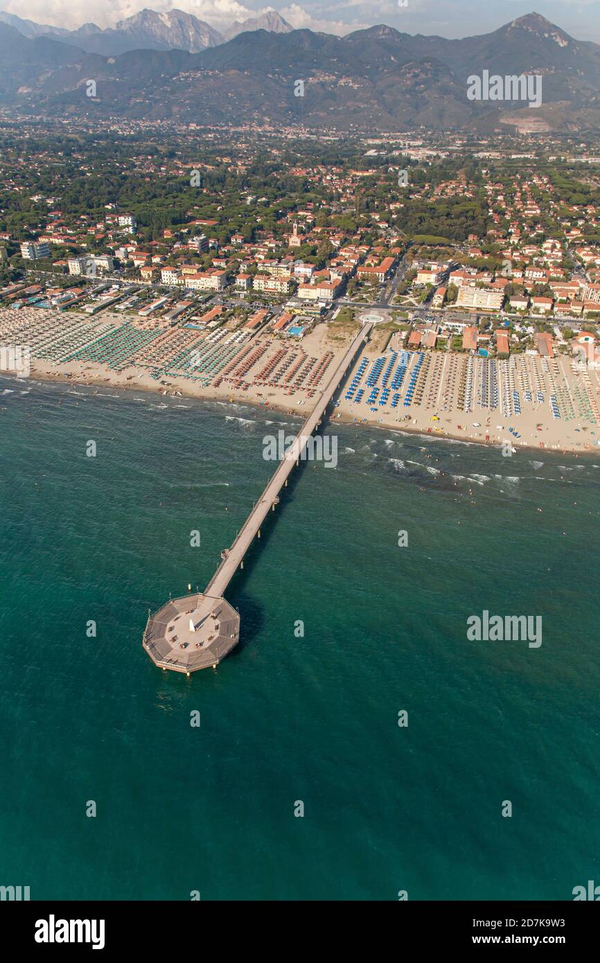 aerial view of the beach in Marina di Pietrasanta, Tuscany Stock Photo ...