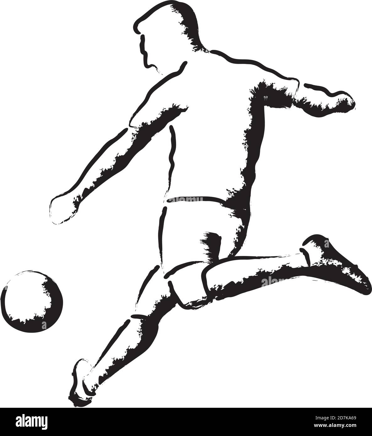Stylized Illustration With Soccer Player Kicking The Ball Stock Vector Image And Art Alamy