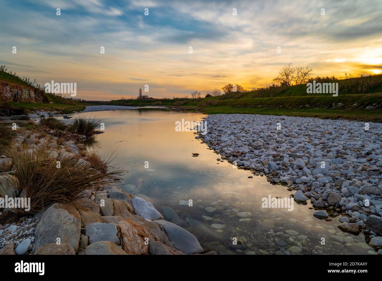 Sunset in a Tuscany river Stock Photo - Alamy