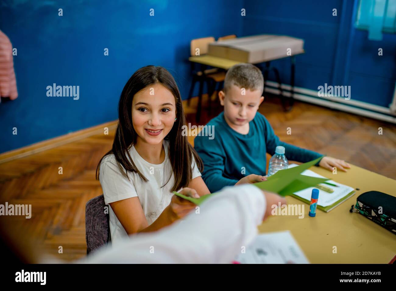 Creative kids making some paper arts and crafts Stock Photo - Alamy