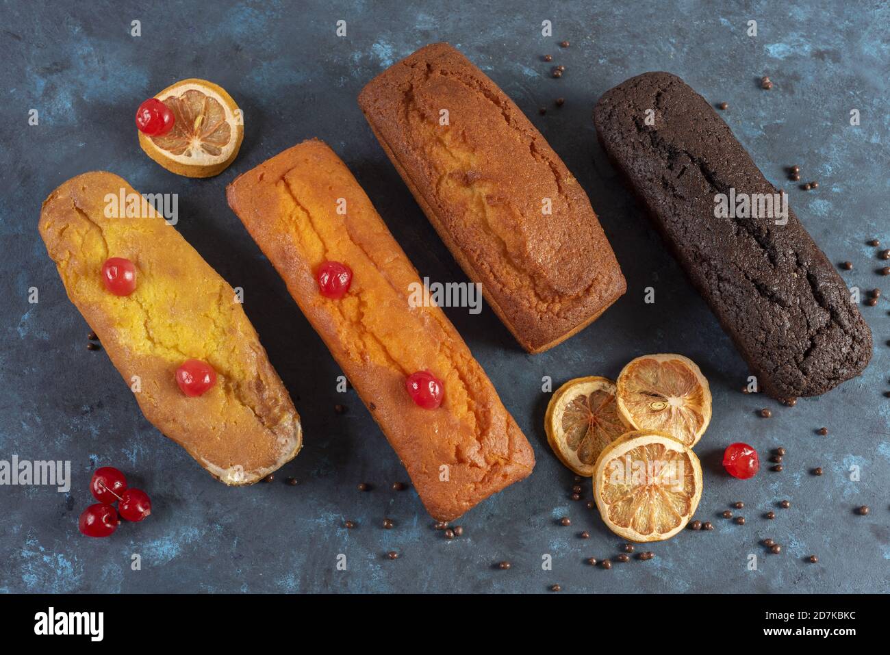 Homemade sweet bakery products with cherry, lemon and chocolate Stock ...
